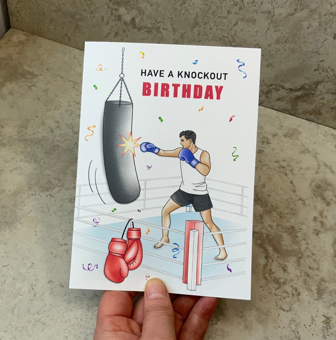 Boxing Birthday Card, Kickboxing Birthday for Him, Muay Thai Kickboxing ...