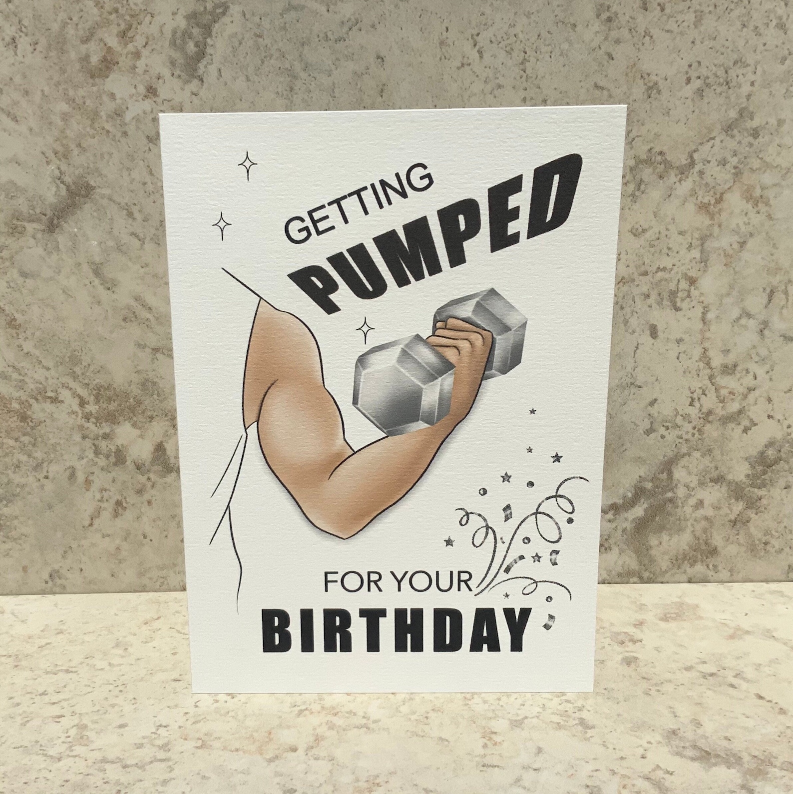 Fitness Birthday Card, Bicep Curls, Man Flexing Arm Muscles, Pumped for ...