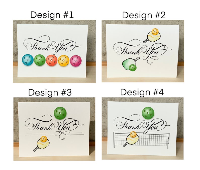 Pickleball Thank You Card, Set of 4 Mixed Designs, Personalized Card ...