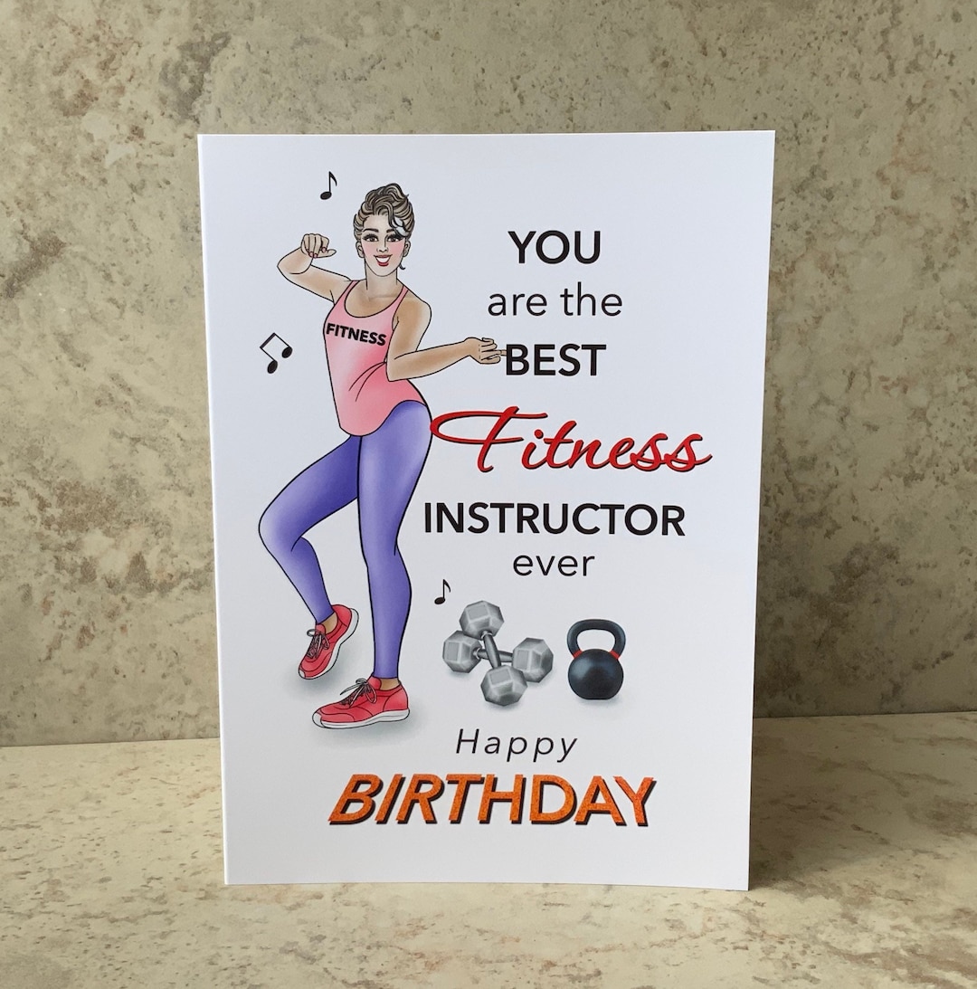 Fitness Instructor Birthday Card, Yoga Instructor Card, Dance ...