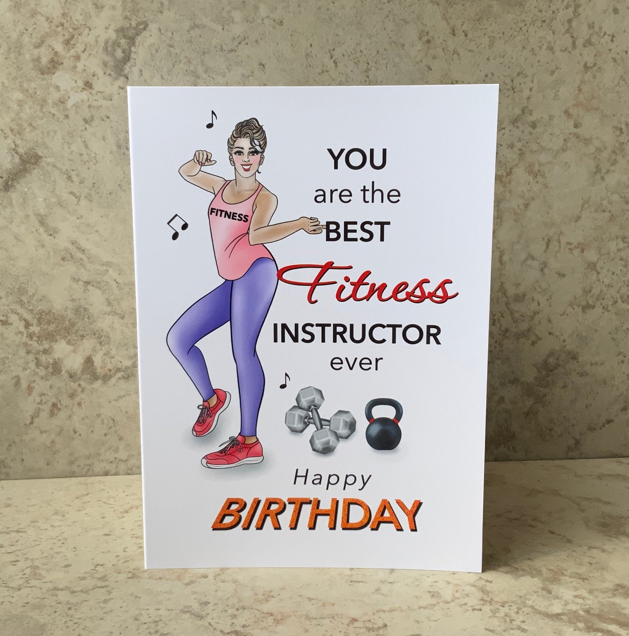 Fitness Instructor Birthday Card, Yoga Instructor Card, Dance ...