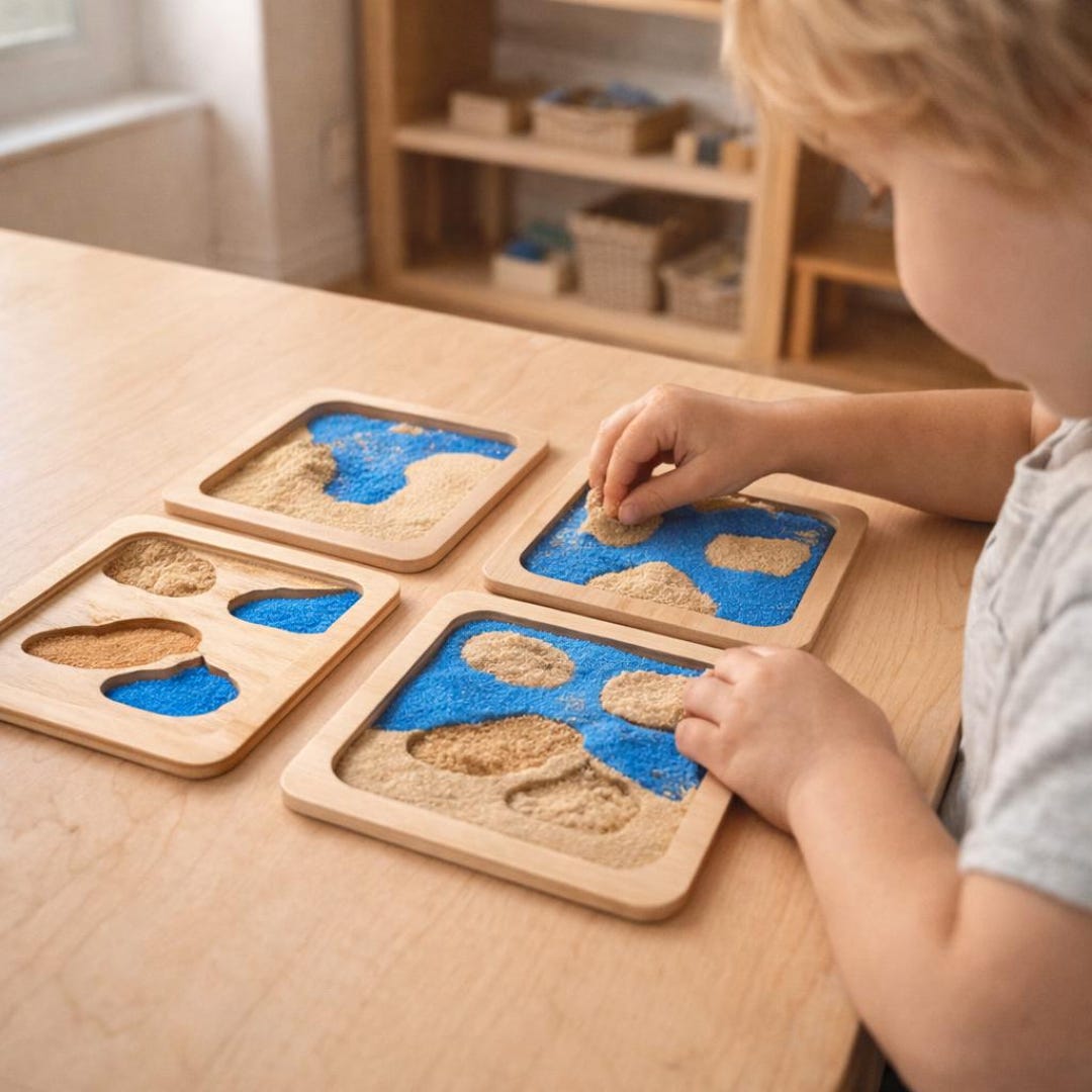 Montessori Land and Water Forms Tray – 3D Geography Material – Wooden ...