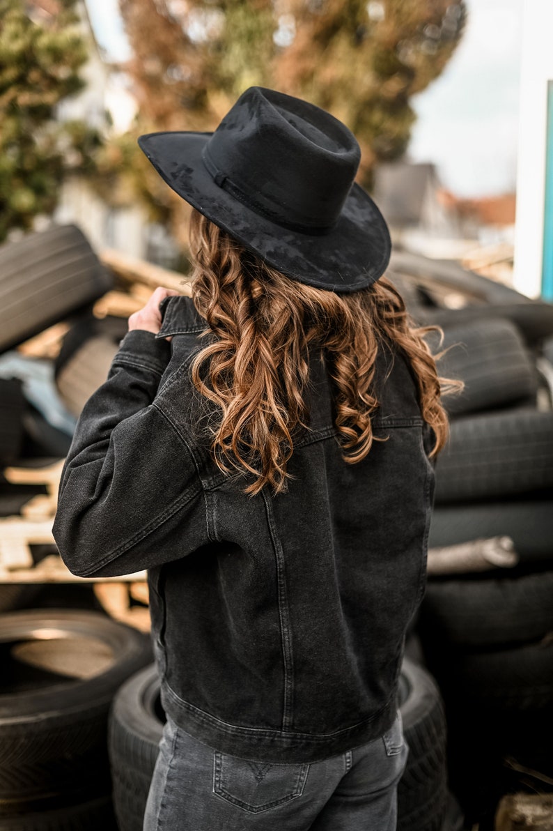 Wide Brim Vegan Suede Fedora | Teardrop Rancher Hat - STRELITZIEN III ...