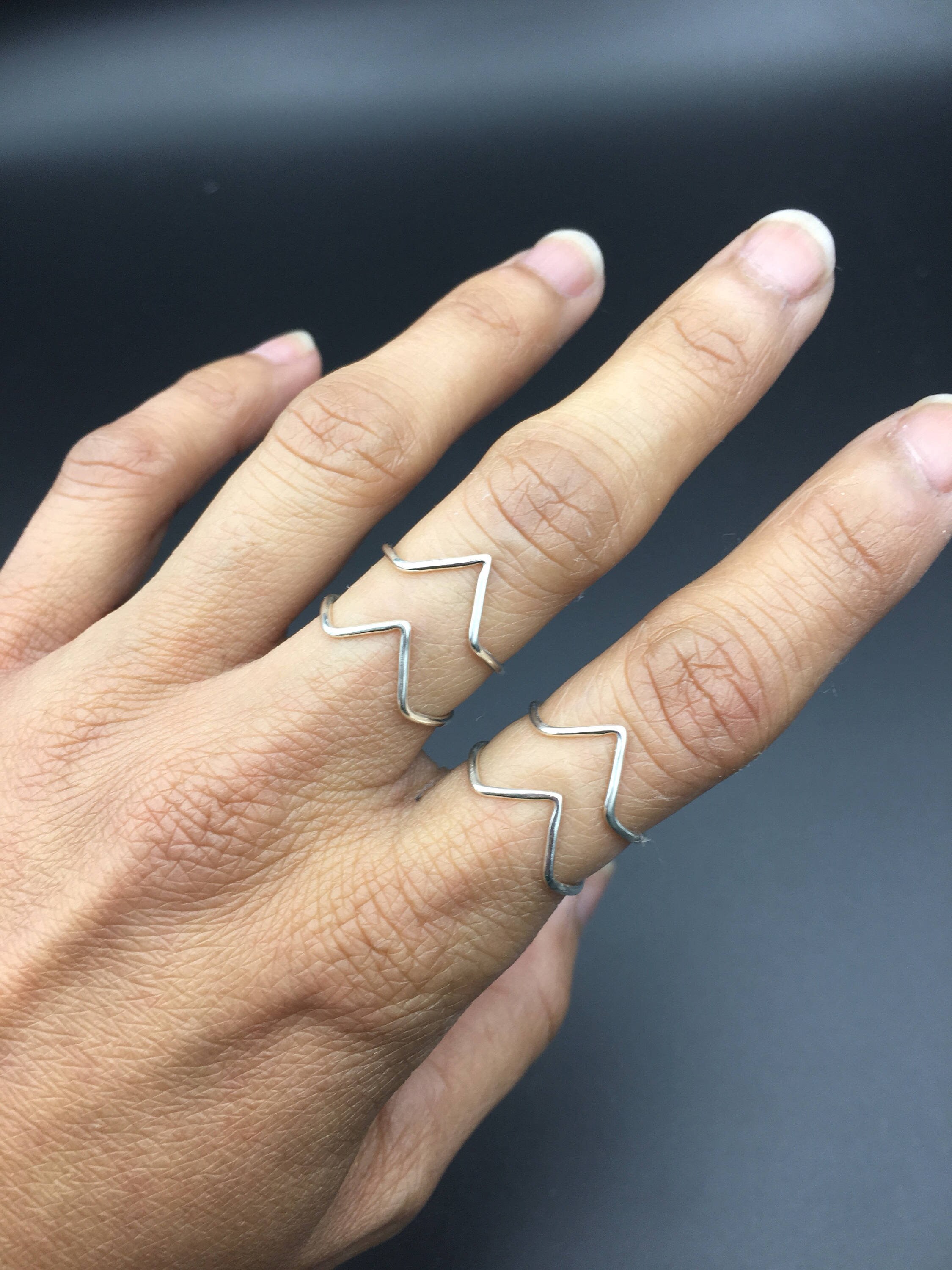 Chevron Ring Sterling Silver 925 V Shape Ring Chevron Midi | Etsy