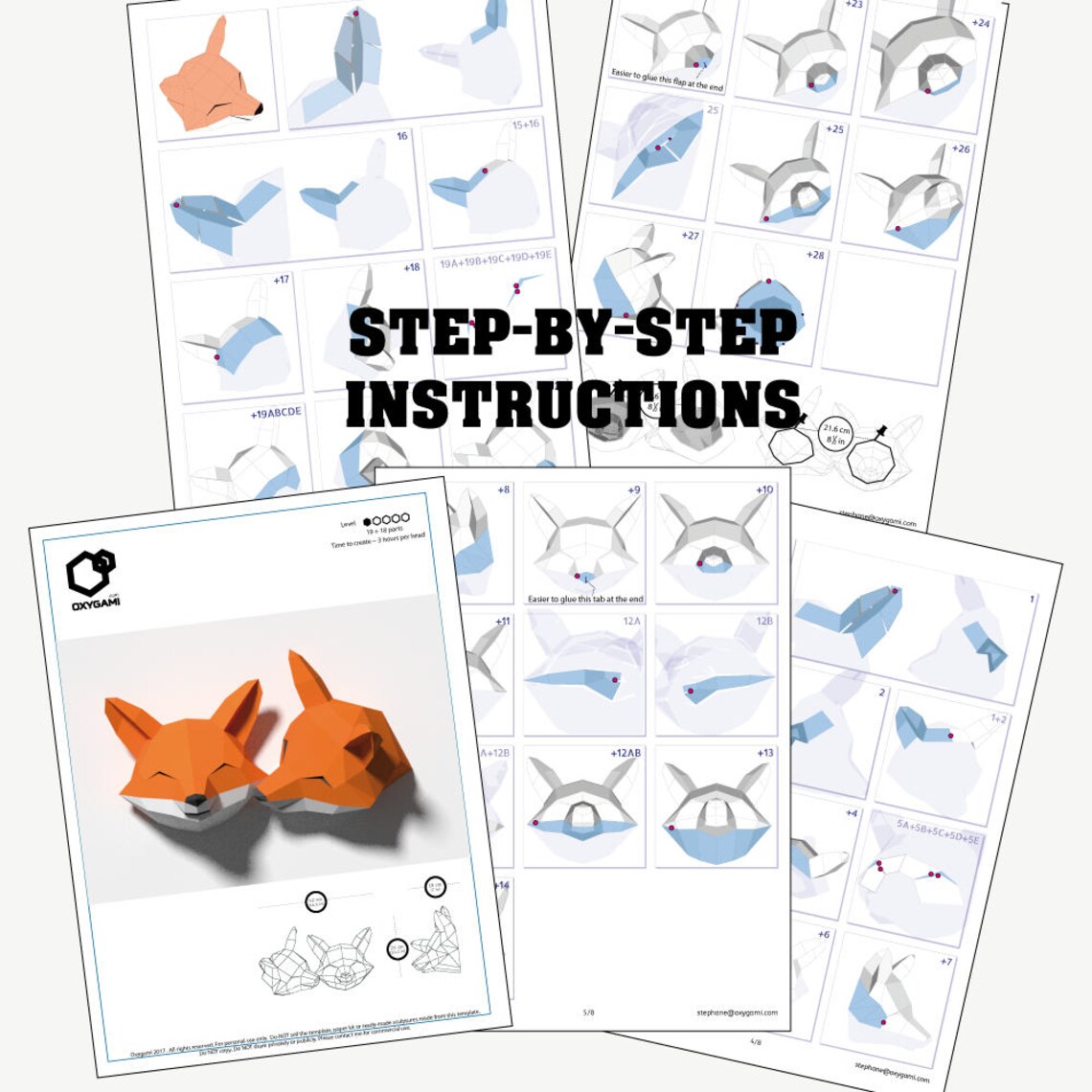 Fox 3D Papercraft Make 2 Smiling Foxes Yourself From These - Etsy