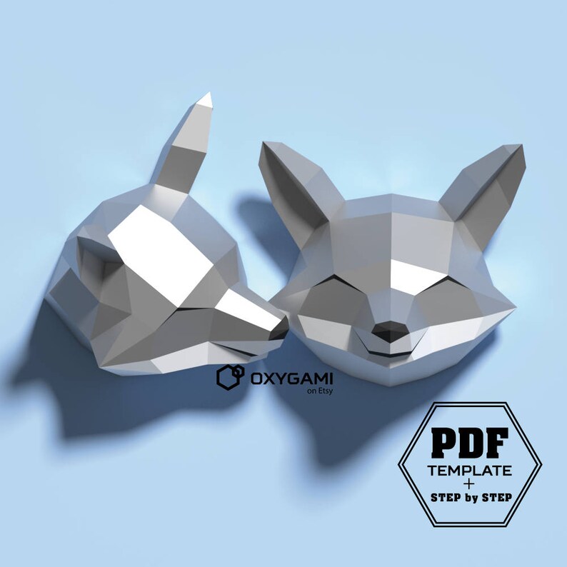 Fox 3D Papercraft Make 2 Smiling Foxes Yourself From These - Etsy