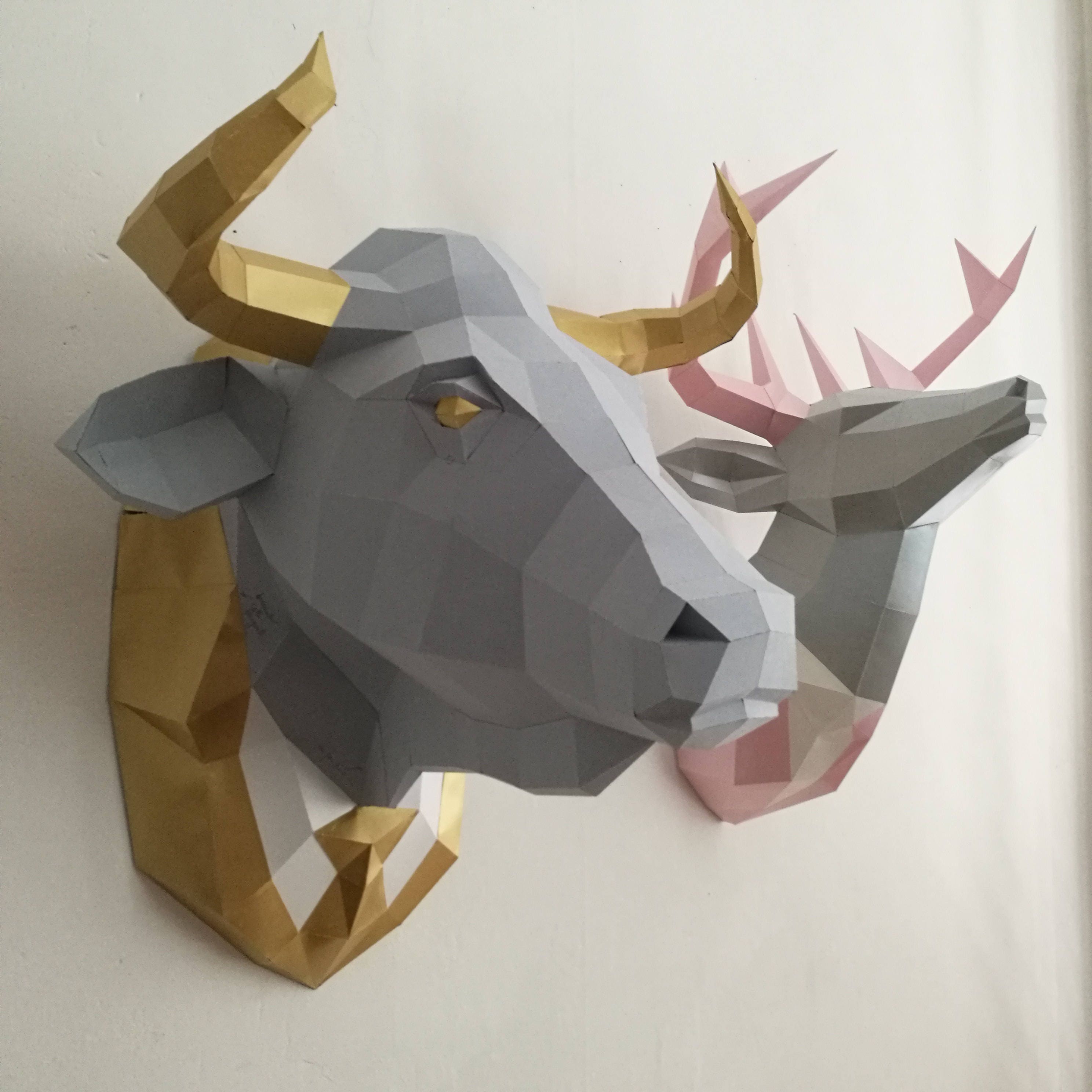 Bull in a Suit digital Papercraft Kit DIY Bull Head Paper - Etsy Canada