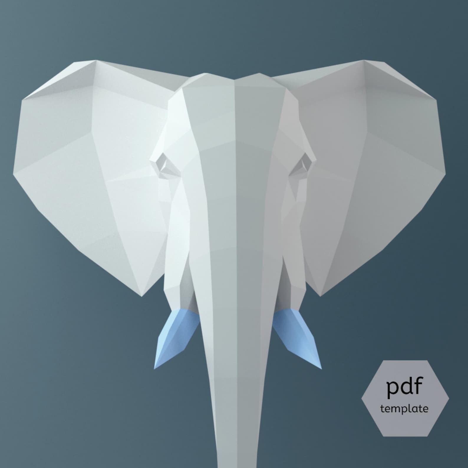 Elephant Papercraft, 3D Papercraft PDF, 3D Template, Wall Sculpture ...