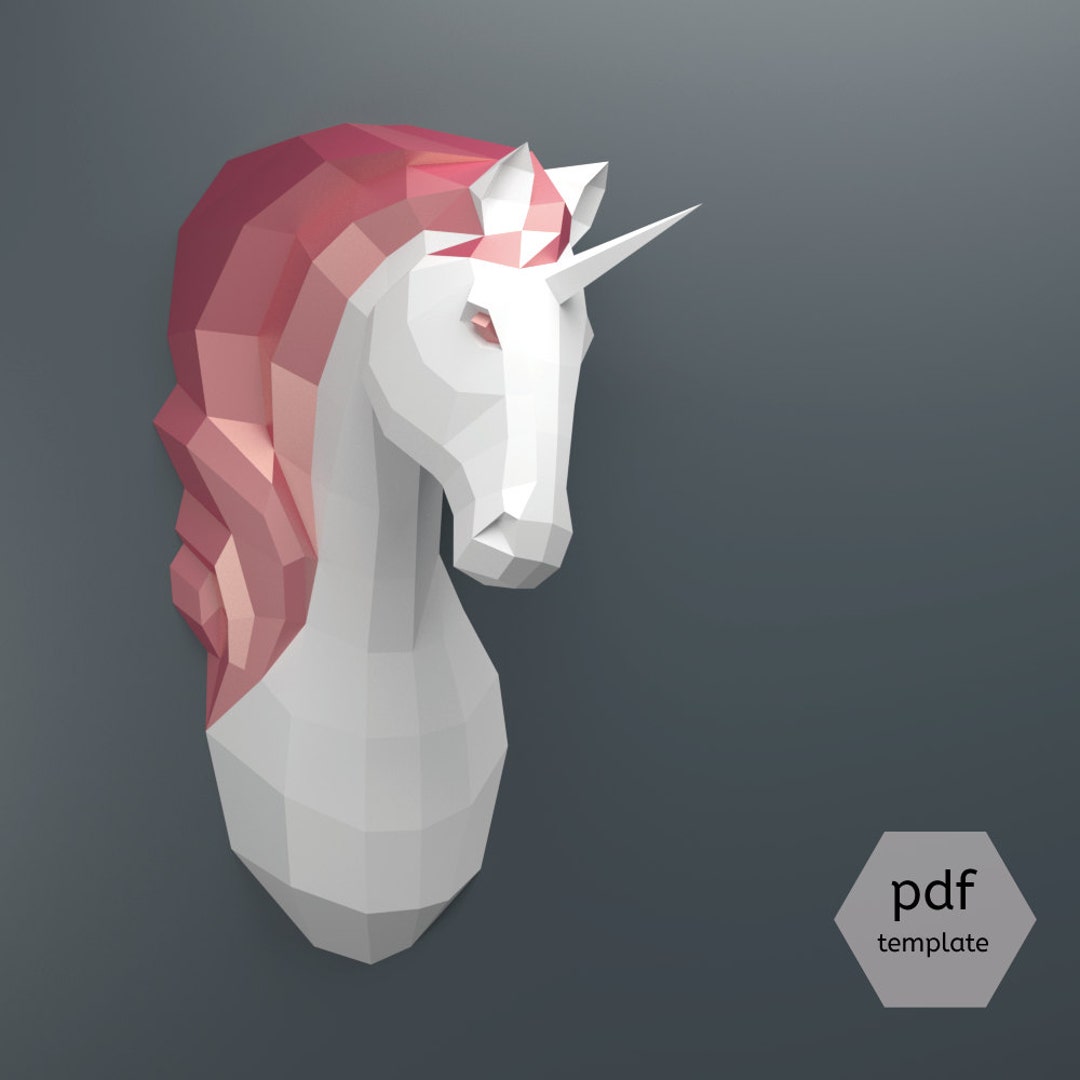 PDF Unicorn Pattern (papercraft), Make Your Own Papercraft Unicorn ...