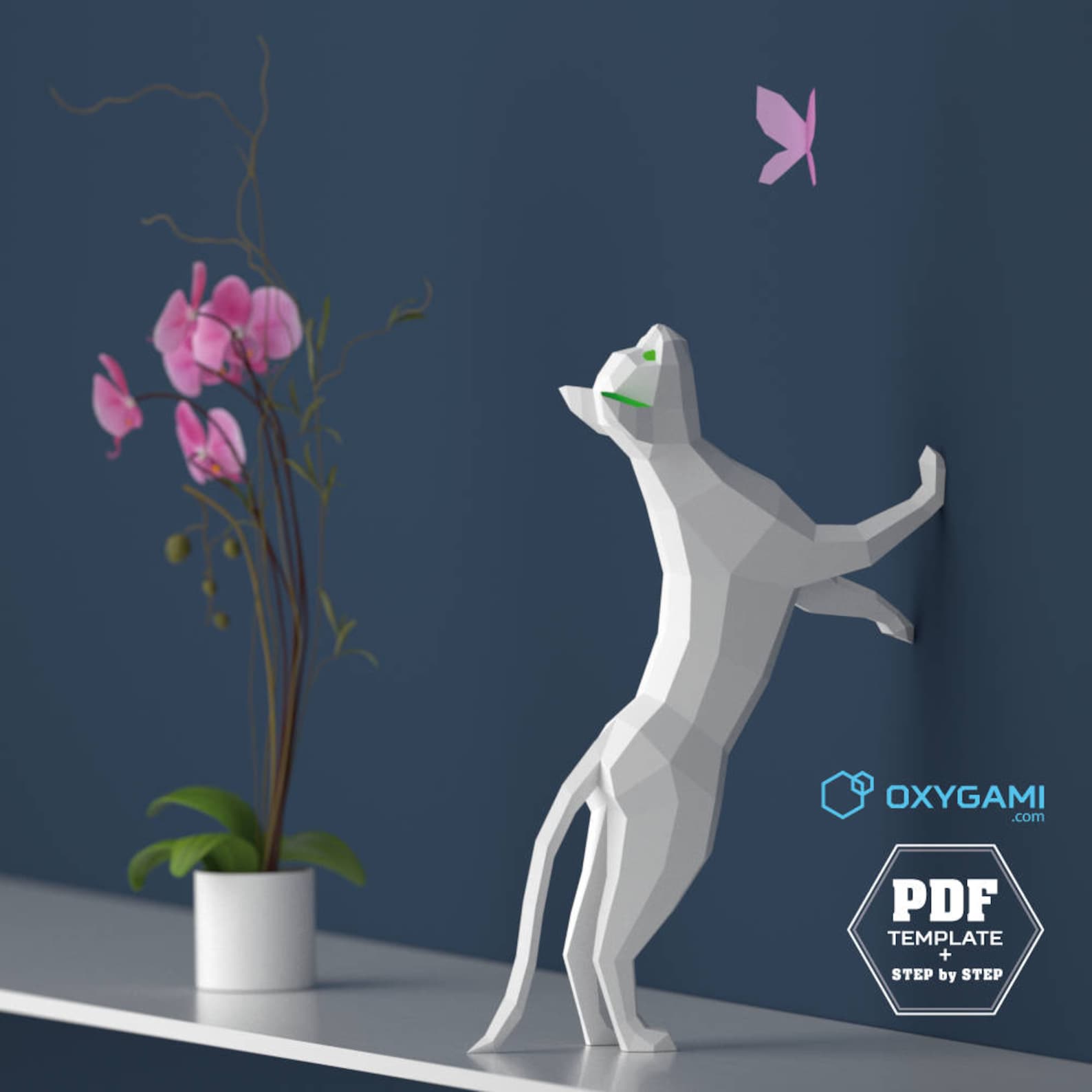Cat Papercraft 3D PDF Template Papercraft Animals Low Poly | Etsy