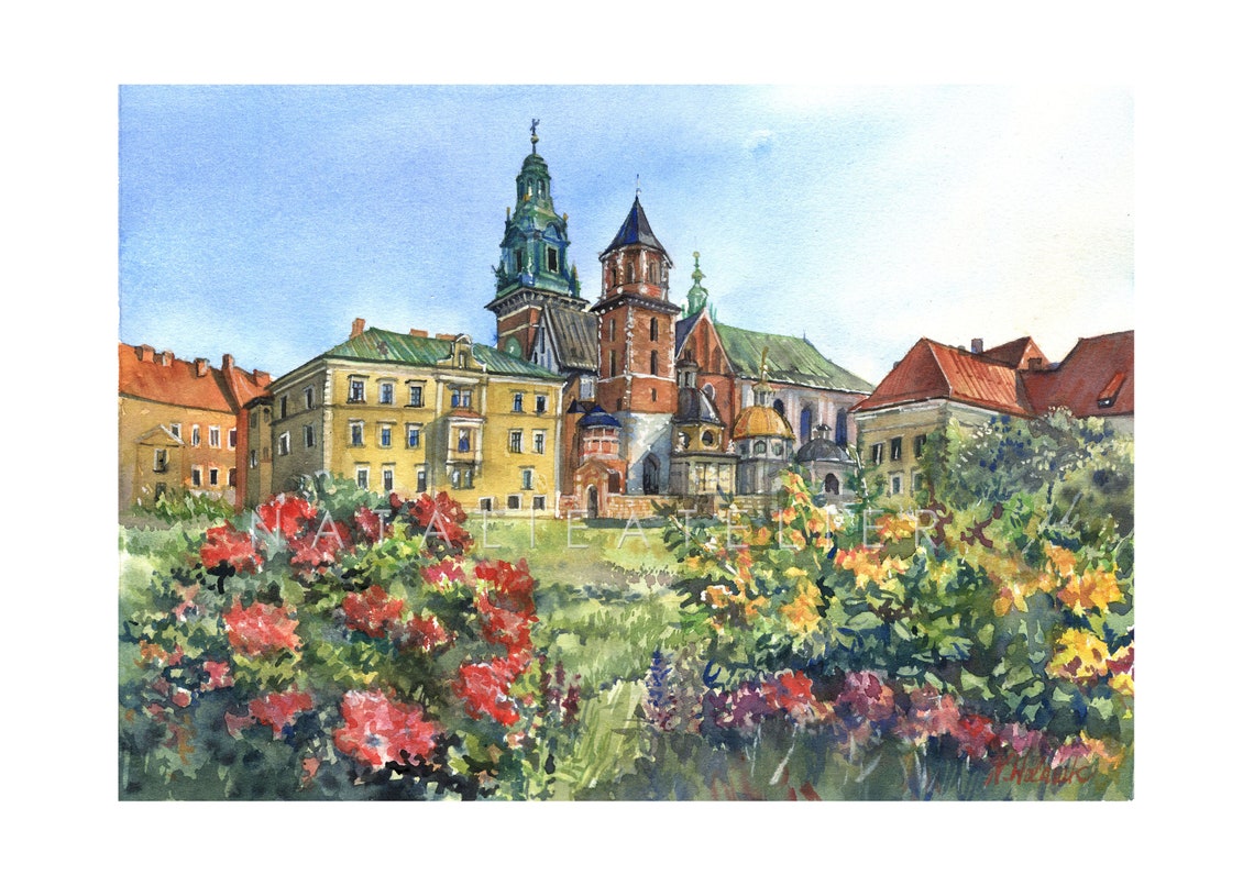 Kraków - Wawel - Cathedral - Poland- Watercolor Print - Etsy