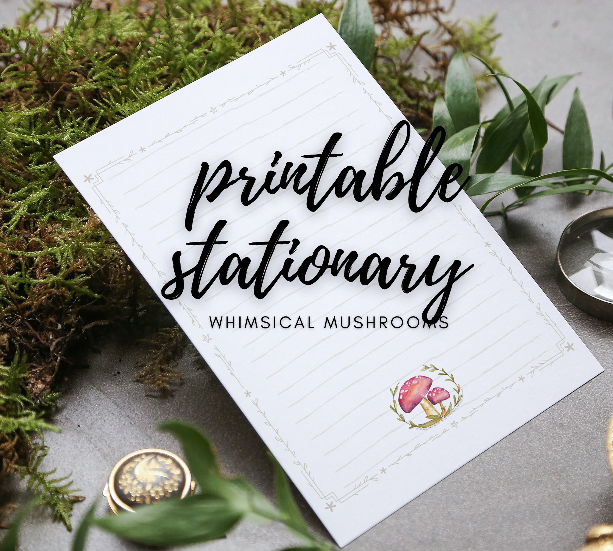 Mushroom Printable Stationery Paper / Forest Printable Stationary Paper ...