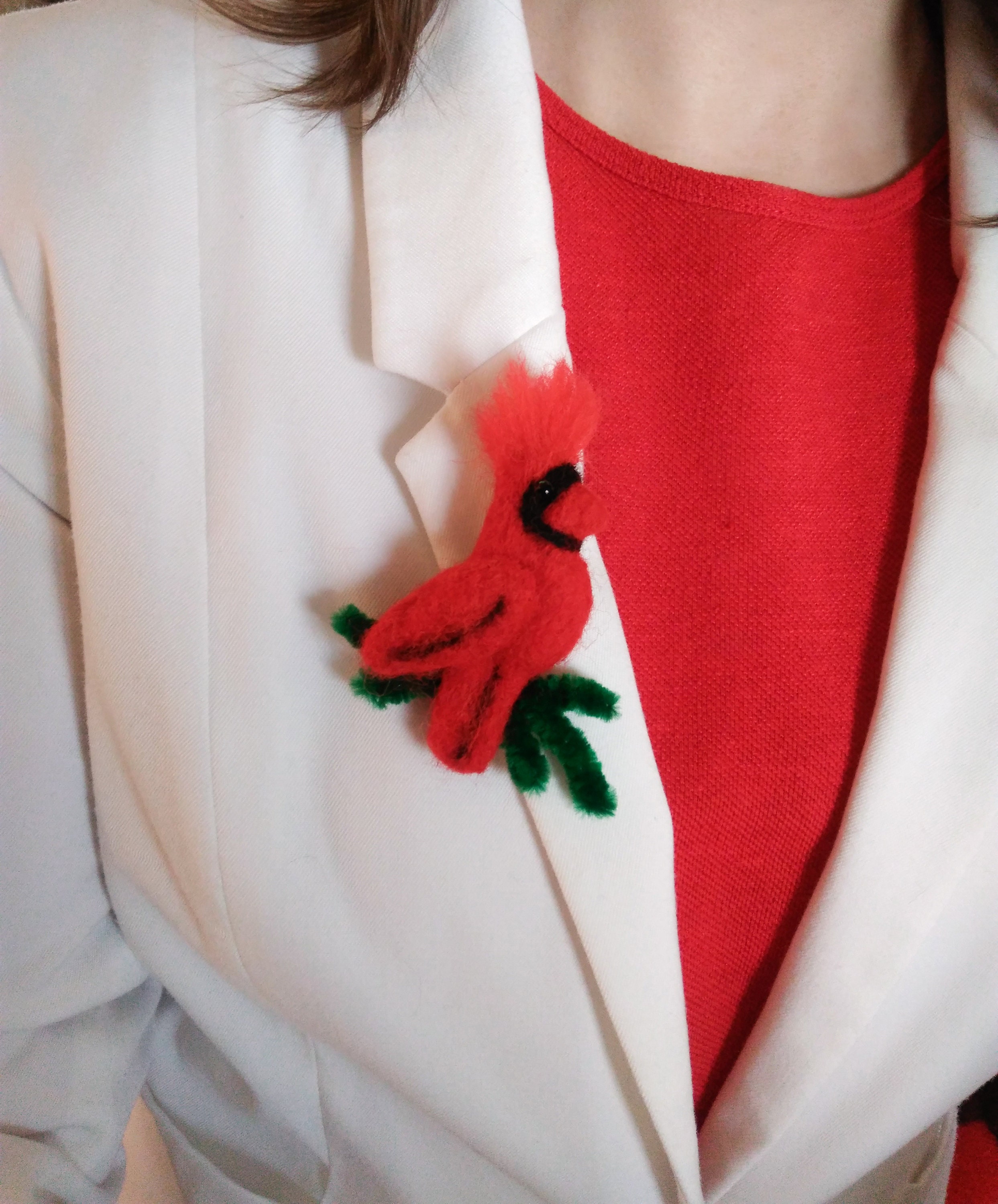 Northern Cardinal Lapel Pin Festive Brooches Red Cardinal Bird Brooch ...