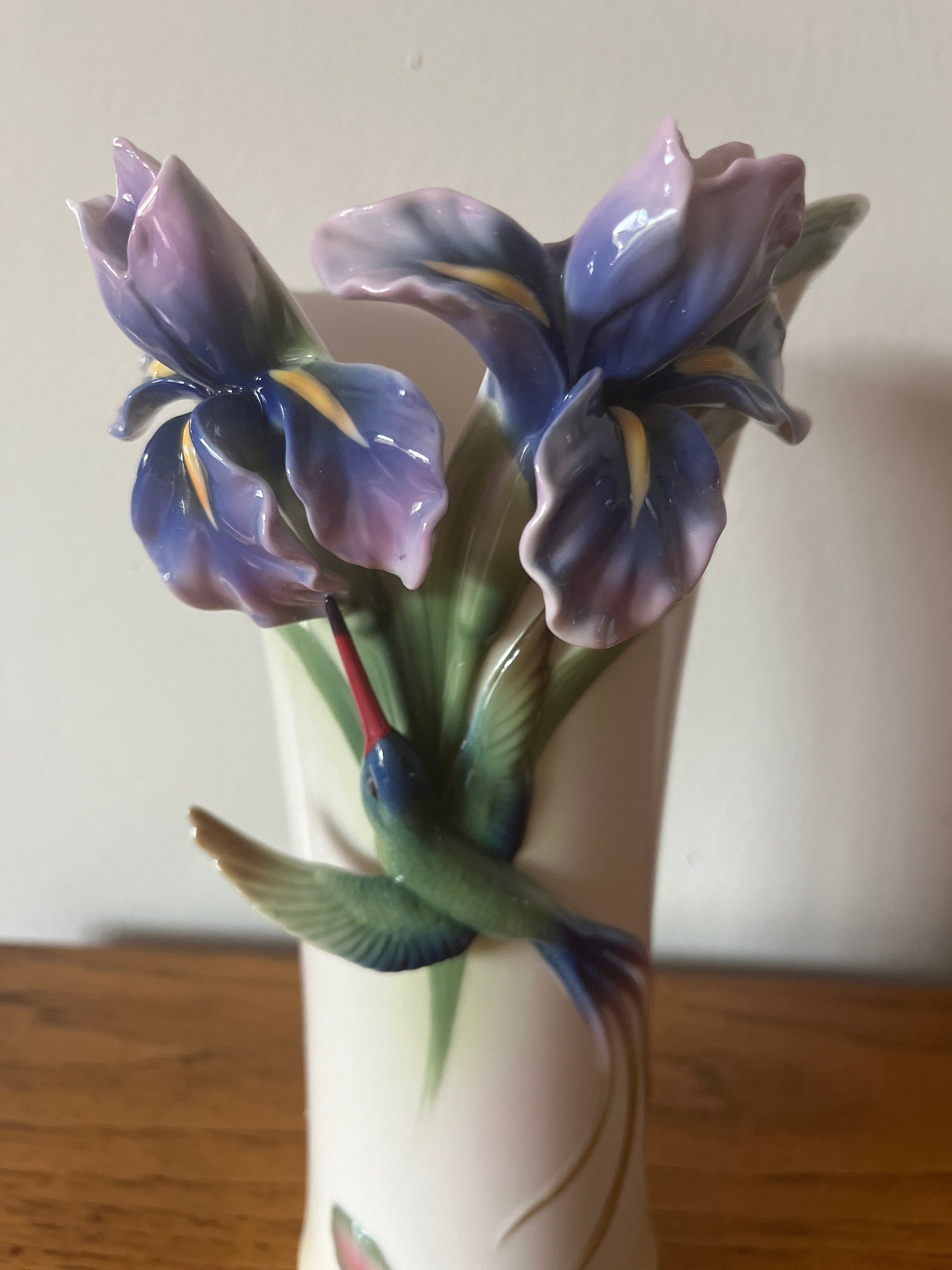 Franz Collection Iris and Hummingbird Vase With Box - Etsy
