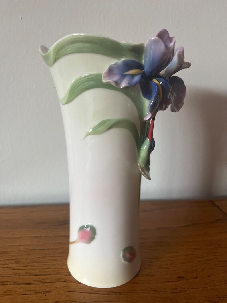 Franz Collection Iris and Hummingbird Vase With Box - Etsy