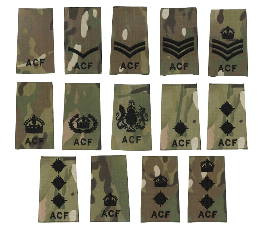 ACF Multicam / MTP Rank Slides Epaulettes Black Thread Pair King's ...