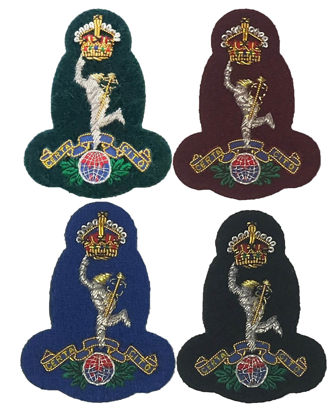 Royal Signals Signals Officers Wire Embroided Cap / Beret Badge Kings ...