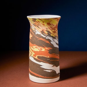 Ceramic Vase Wheel Thrown Vase With Orange Yellow and Brown - Etsy