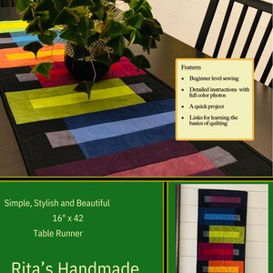 Stacked Quilt Pattern: Easy Beginner Table Runner or Wall Hanging (PDF ...