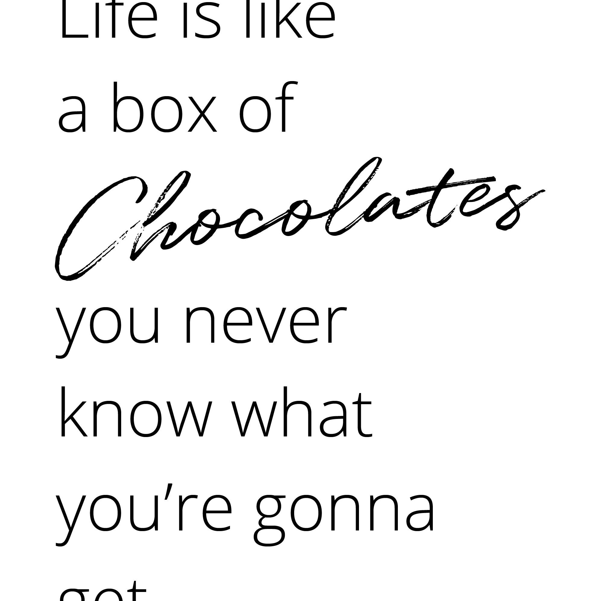 Life is Like a Box of Chocolates, Forrest Gump, Printable Art ...