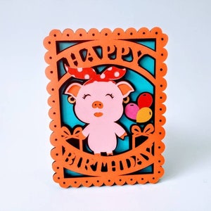 SVG Cricut File Template Bandana PIG Birthday Party Happy Birthday Four ...