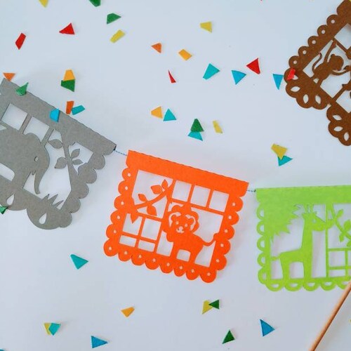 3 SVG Cut Files TEMPLATES Papel Picado Mini Banners Cake - Etsy