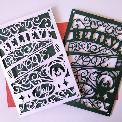 SVG Template Christmas Folder Card Nativity Scene Believe Love - Etsy