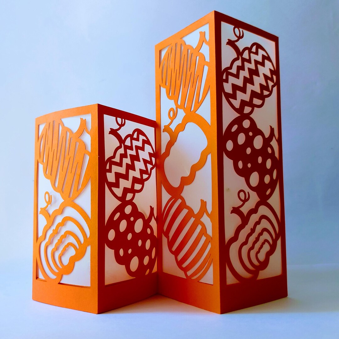 Set 2 SVG Paper Lanterns Templates 3D Thanksgiving Dinner Decor Pumpkin ...
