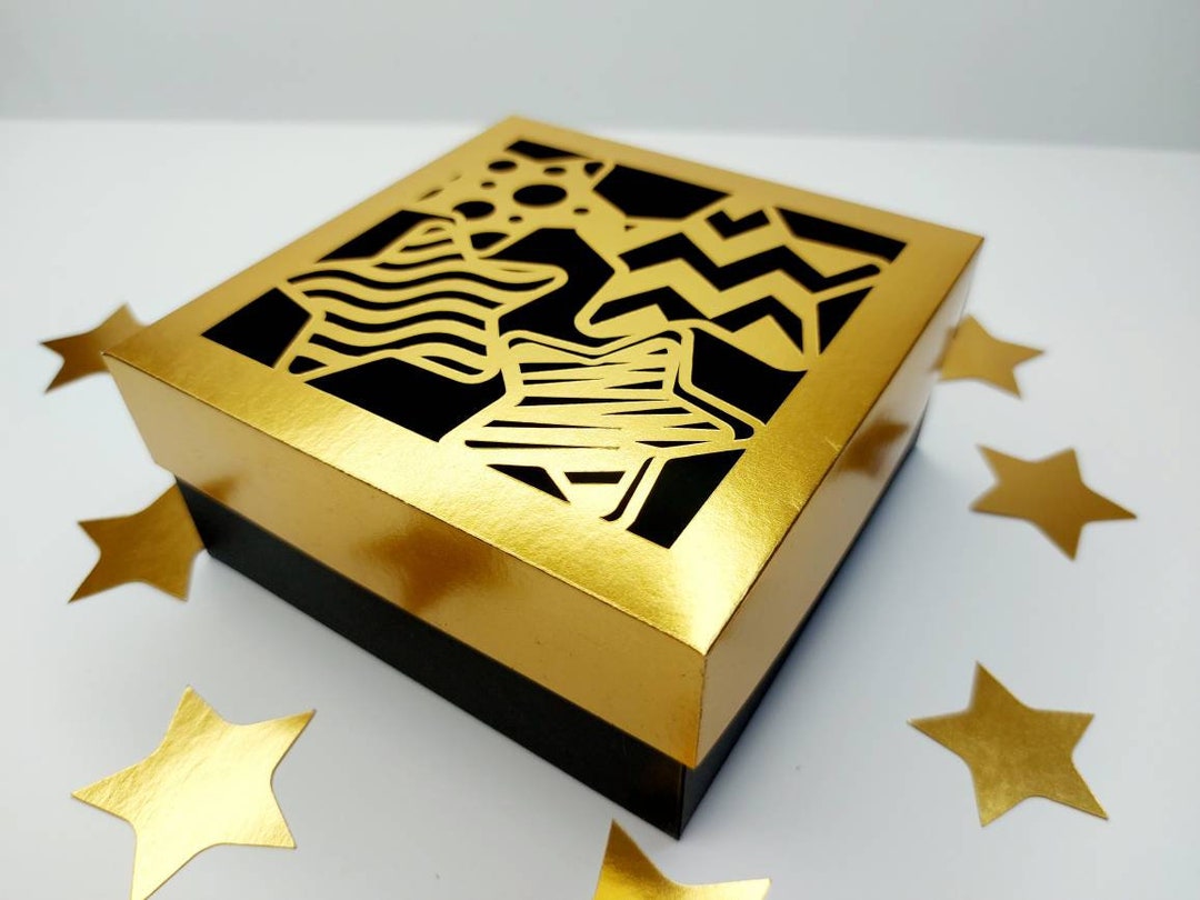 SVG Template Stars Gift Box Cute Stars Easy Cut Cricut Files Silhouette ...