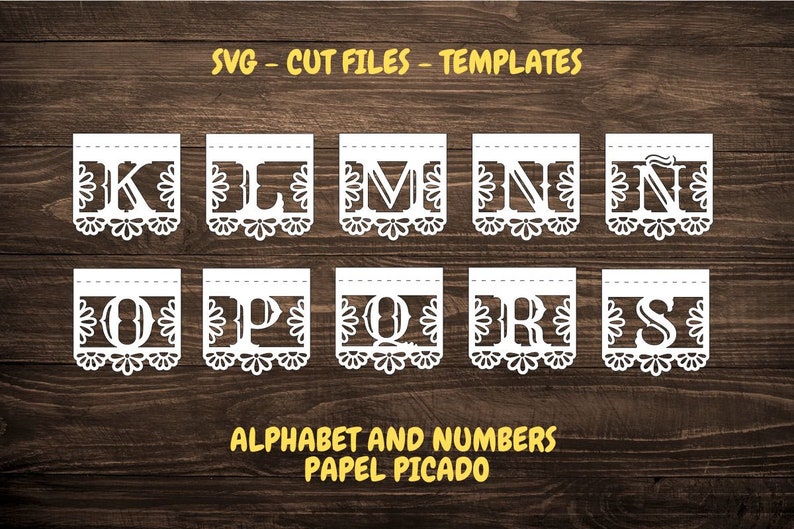 SVG Cut Files Papel Picado Banners Alphabet Numbers Mexican Wedding ...