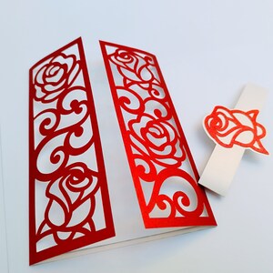 SVG Gate Fold Card Roses Template Cut File Cricut Invitation Holder ...