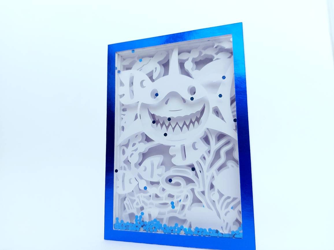 Shark Shadow Box Lightbox Template Cricut SVG Cut Files 5x7 | Etsy