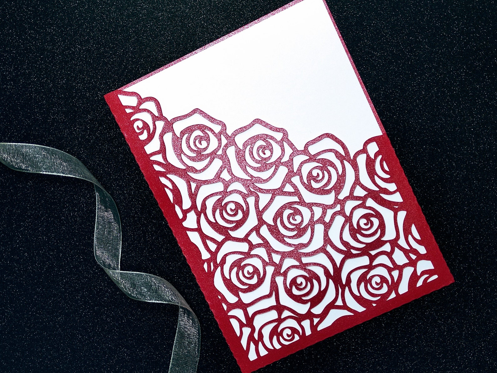 SVG Laser Cut Wedding Invitation Cesia Roses Cricut Envelope - Etsy