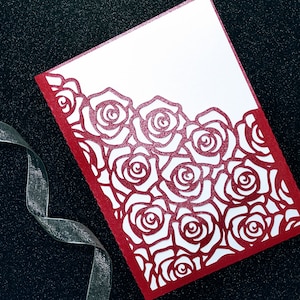 SVG Laser Cut Wedding Invitation Cesia Roses Cricut Envelope Card Cut ...