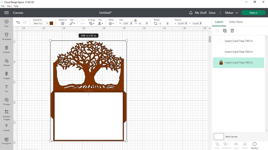 SVG Laser Cut Wedding Invitation Tree Landscape 7x5 Inches Envelope ...