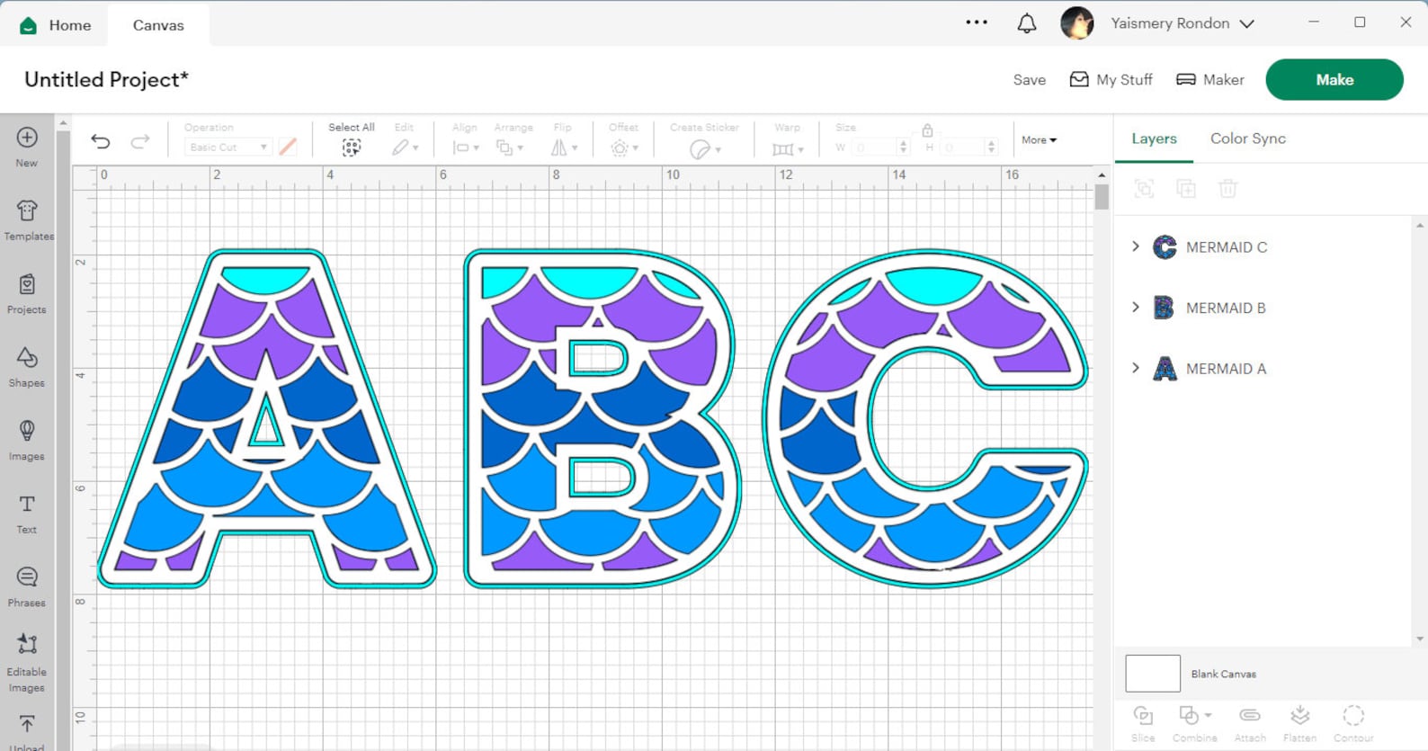 Alphabet A to Z Mermaid Layered 3D SVG Cut File 5 Layers Templates ...