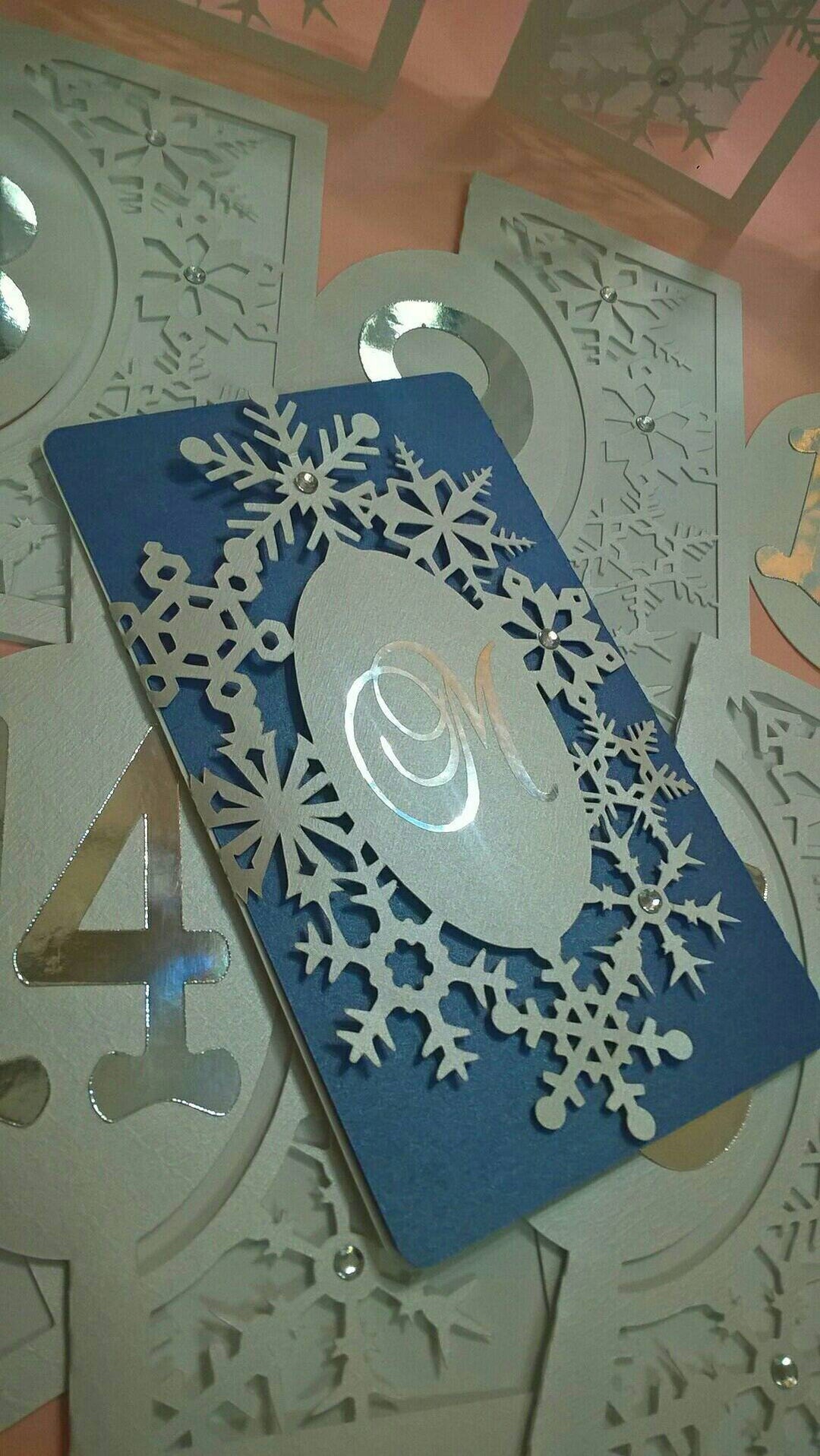 SVG TEMPLATE Tri Fold Pocket Snowflake Invitation Envelope Card Frozen ...