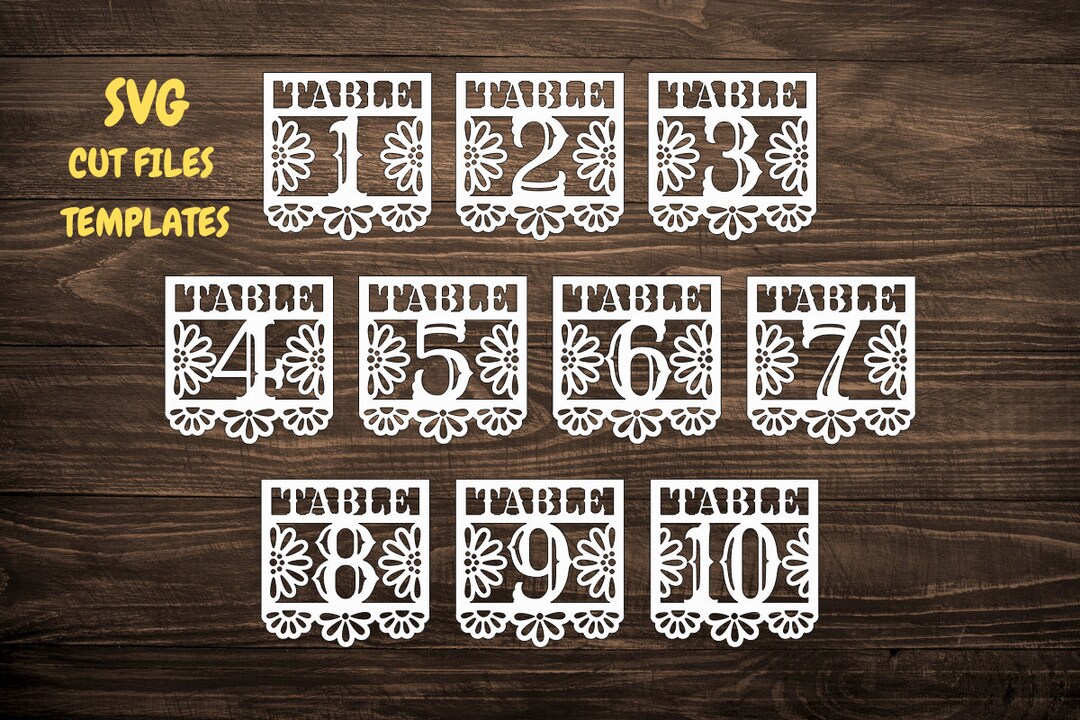 SVG Cut Files Papel Picado Table Numbers 1 to 20 Wedding Decor Cricut ...
