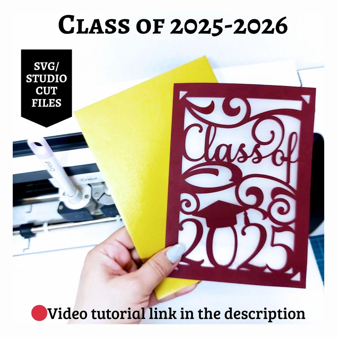 SVG Graduation Invitation Folder Card Class of 2025 2026 Cricut Cut ...