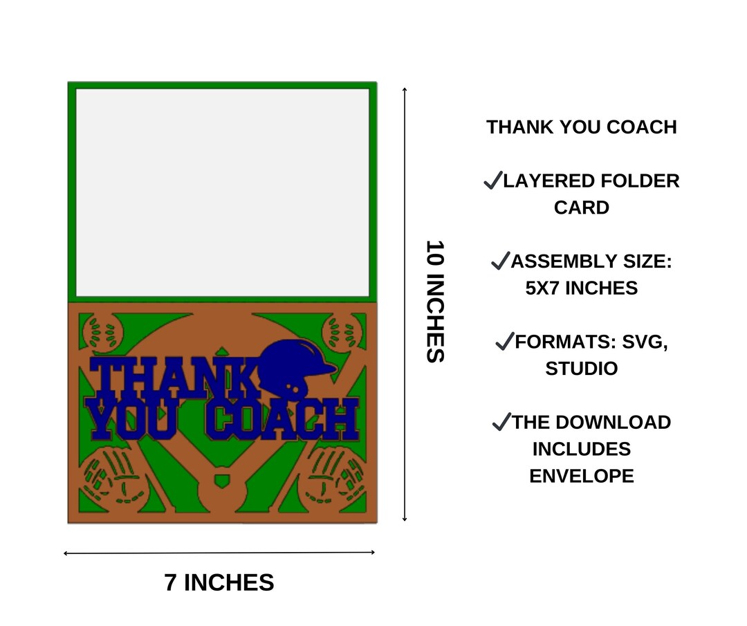 Baseball Thank You Coach Card SVG Cricut Cut File Laser Cut Templates ...