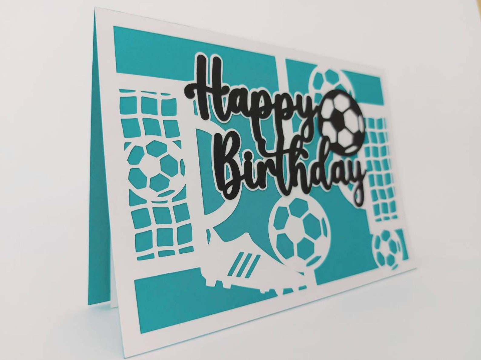 Soccer Happy Birthday Boy Card SVG Cricut Cut File Laser Cut Templates ...