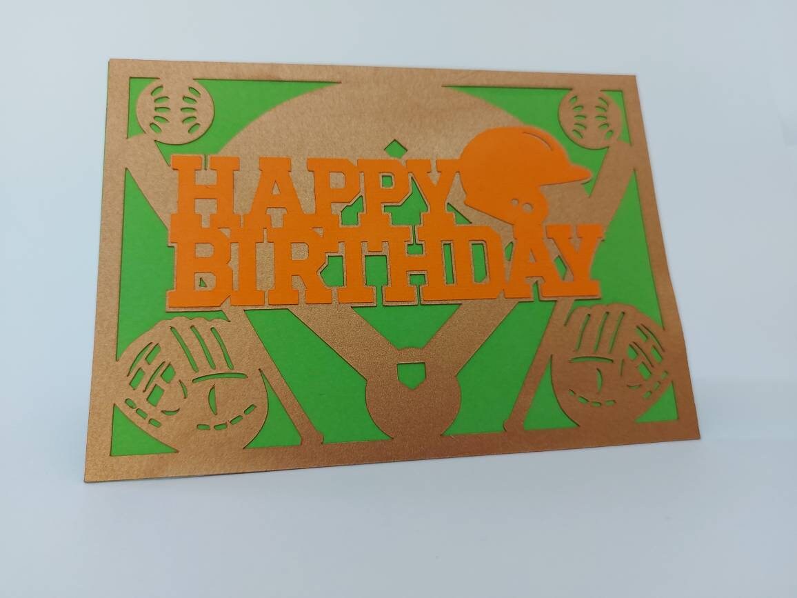 Baseball Happy Birthday Boy Card SVG Cricut Cut File Laser Templates ...