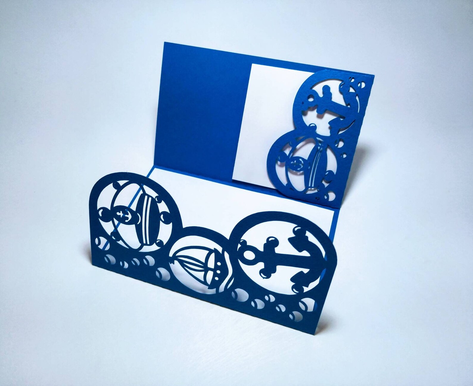 SVG Tri Fold Card Nautical Design Sea Themed Laser Cut - Etsy