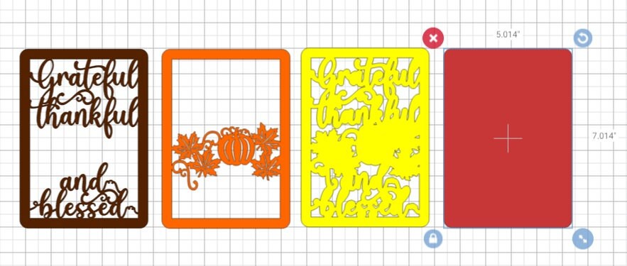 Thanksgivin Cards SVG Cricut File Thankful GRATEFUL and BLESSED Layered ...