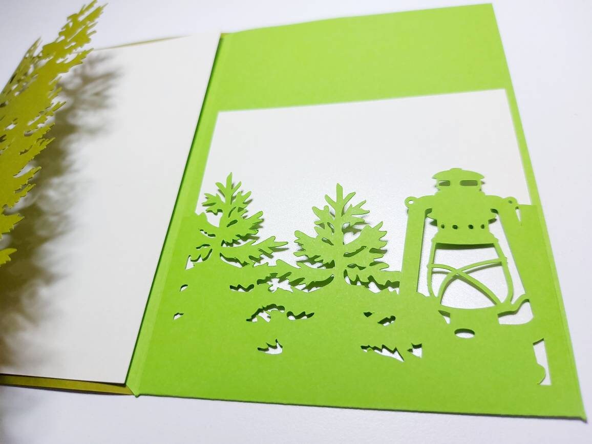 5x7 SVG Laser Cut Wedding Invitation Camping Tree Tri Fold Card Cricut ...