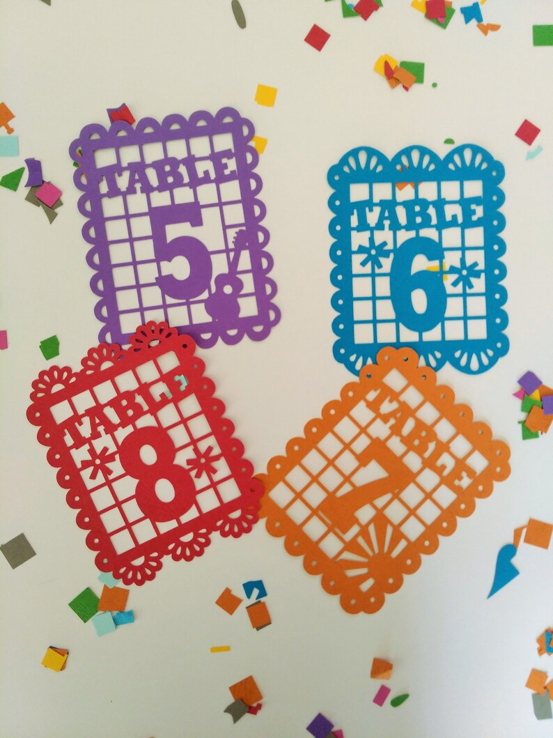 12 Table Numbers Papel Picado SVG Templates. Confetti Themed - Etsy