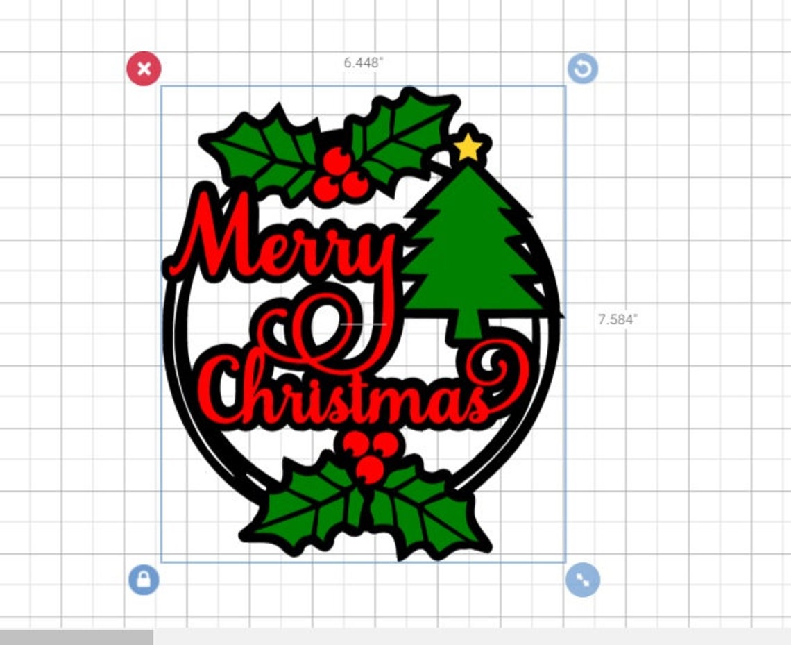 SVG Circular Frame Merry Christmas Cutting Files Template CAKE | Etsy