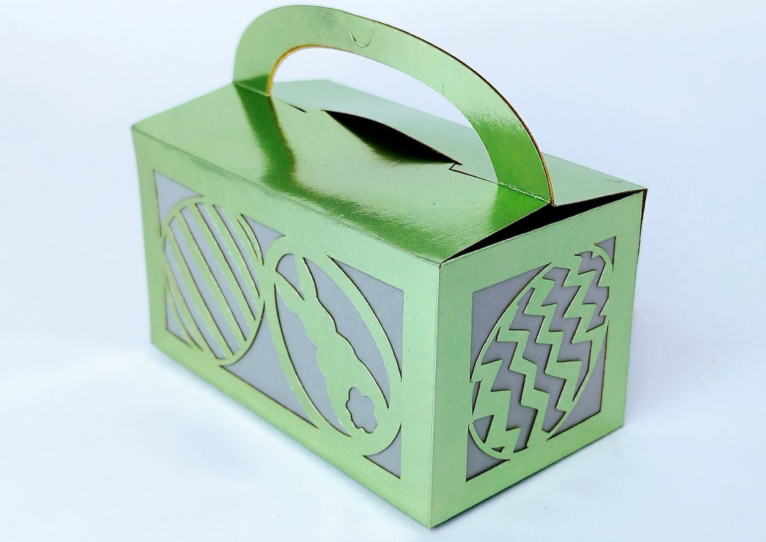 SVG Template Easter Favor Box Cricut Silhouette Cameo Laser Cut Happy ...