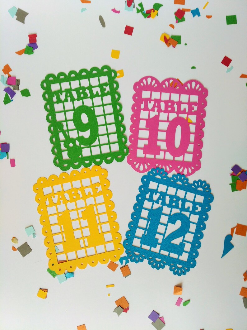 12 Table Numbers Papel Picado Svg Templates Confetti Themed Etsy