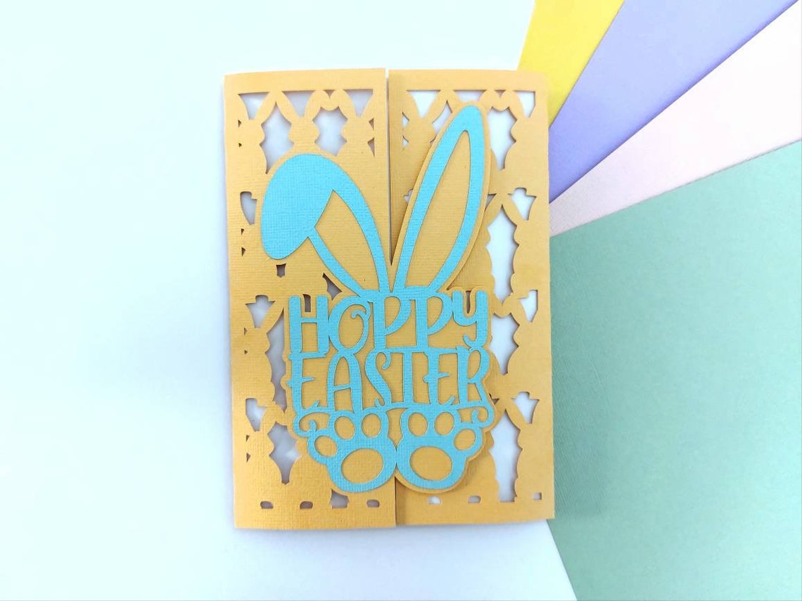 Hoppy Easter Svg Card Cricut Files Templates Easter Silhouette Cameo ...